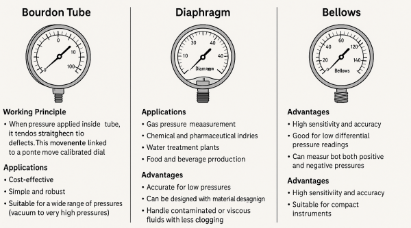 Bourdon Tube, Diaphragm & Bellows Gauges – Types, Working Principles ...